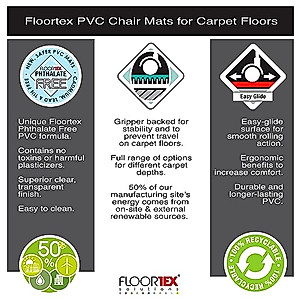 Advantagemat Black Vinyl Lipped Chair Mat for Carpets - 45" x 53",