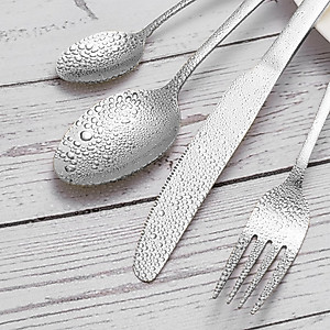 Silverware Set,24 Piece Premium Silver Utensil Sets With Wooden Gift Box,Stainless Steel Cutlery Set With Portable Silverware Box,Luxurious Silver Flatware Set