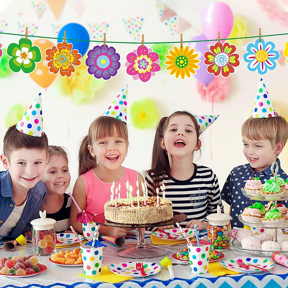 EABETOO 45 Pcs Flower Cutouts for Classroom Bulletin Board Back to School Spring Summer Back To School Party Decorations