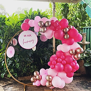 Pink Balloon Arch Garland Kit, 5+12+18 inch Hot Pink Metallic Rose Gold Light Pink Balloons For Woman and Girls Birthday Party Princess Theme Party Wedding Engagement Party Baby Shower