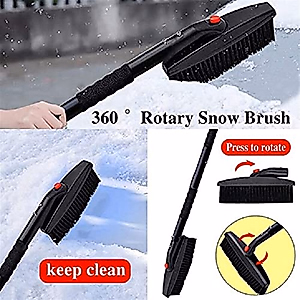 BZGWECD 3 in 1 Snow Shovels for Snow Removal Set with Brush Multifunction Ergonomic Durable Stainless Steel Retractable Garden Cleaning Tools (Color : Black)