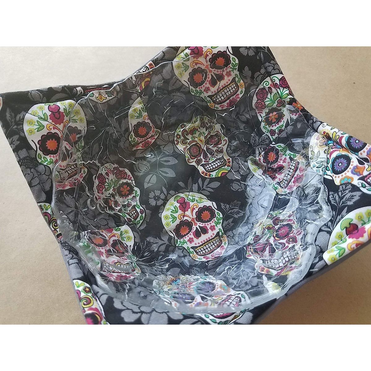 Sugar Skull Microwave Bowl Cozy Día de Muertos Reversible Microwaveable Pot Holder Day of the Dead Bowl Holder Day of the Dead Kitchen Linens Skull Home Decor Gifts Under 10 Halloween Hostess Gift