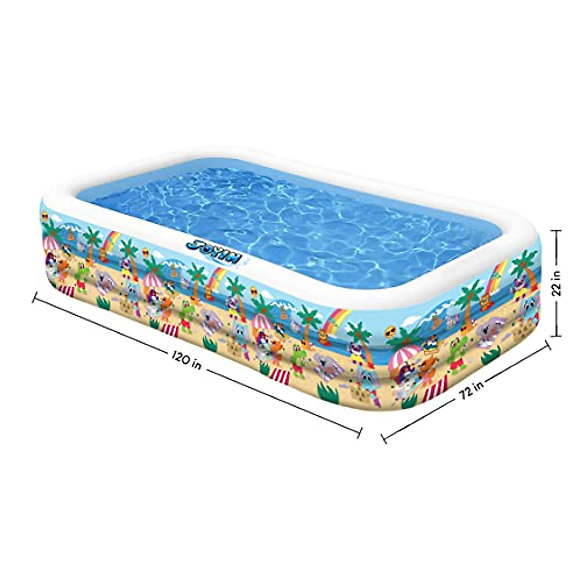JOYIN Inflatable Kiddie Swimming Pool Full-Size Swim Center Beach Pattern for Seasonal Merriment Outdoor Kids/Family Activity, 120''*72''*22''