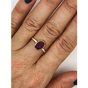 Koral Jewelry Oval Created Ruby Ethnic Delicate Ring 925 Sterling Silver Vintage Tribal Gipsy Boho Look (9)