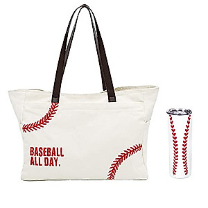 YHSHYZH Baseball tote Handbag Purses with Zippers Pockets & 5D Print 20 Oz Skinny Tumbler Packets Gifts for Baseball Mom Team Fans(white, x-large)
