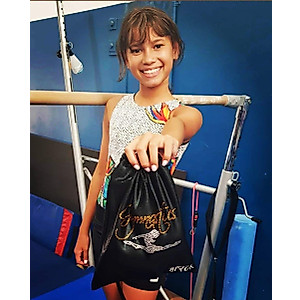 LIL'FOX 8"x10" Drawstring Gymnastics SMALL GRIP BAG 26x20cm | Lightweight Bag for Personal Equipment | Shiny Foil Rhinestones