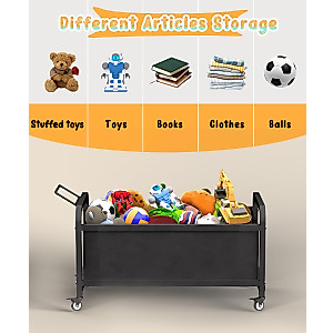 Ardier 80L Large Kids Toy Box with Wheels, Toy Chest Storage Organizer for Toddlers, Boys, Girls, Toy Storage Bin for Stuffed Animals, PlayRoom, Bedroom, Nursery, Living Room, Black