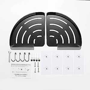 NIENLCIP Adhesive Shower Caddy Corner Shelf Shower Shelves Bathroom Storage Organizers Basket for Kitchen/Toilet No Drilling 2-Tier Black