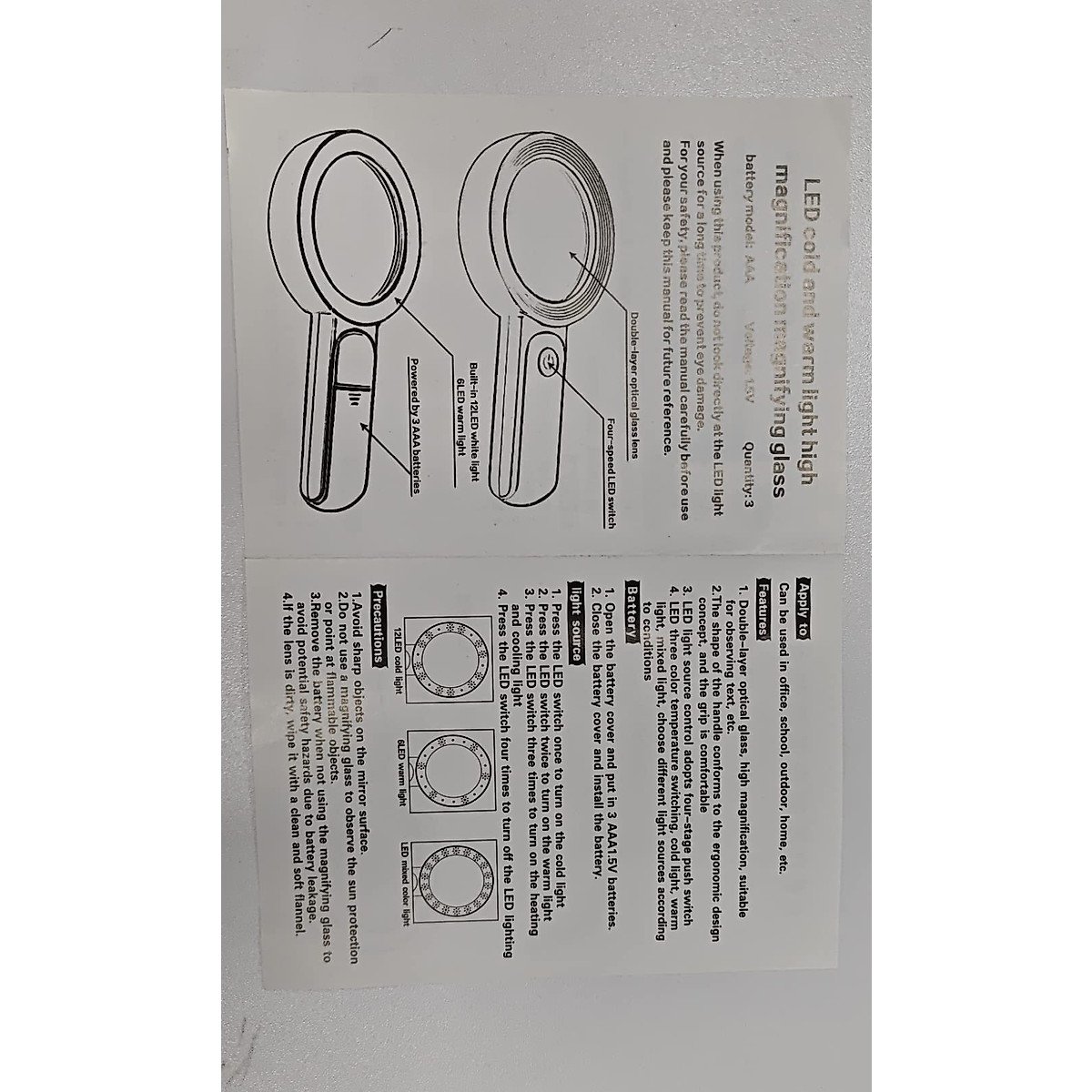 Magnifying Glass with Light, 30X Handheld Large Illuminated Magnifier, Reading Magnifying Glass with for Seniors Read, Coins, Stamps, Map, Inspection, Macular Degeneration