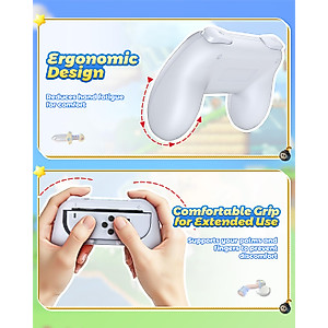 FYOUNG Hand Grips Compatible with Switch and Switch OLED Model Controllers, Grip for Switch Joy Con - White (2 Packs)
