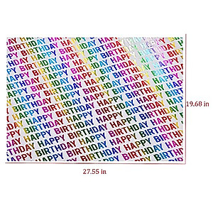 Birthday Wrapping Paper Sheets, 8 Sheets Gift Wrapping Paper with 8 Different Colorful Designs for Birthday,Bridal Baby Shower, Weddings, Graduations, Christmas, Women, Men, Boy, Girls.