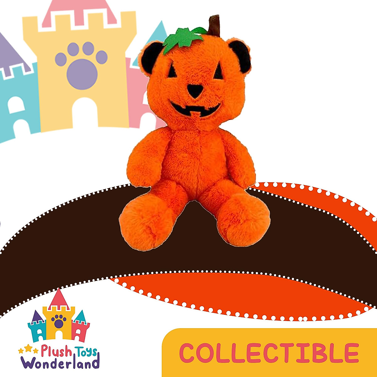 PLUSH TOYS WONDERLAND Jack O'Lantern 16 Plush Toy – Halloween Stuffed Animal, Soft Pumpkin Toy for Kids, Cute Plushie for Nursery Decor, Fun Party Favor