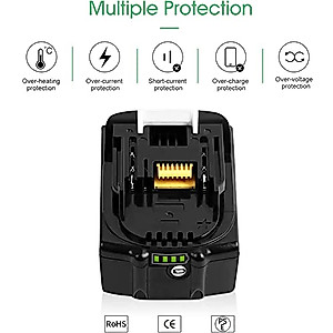 Jialitt BL1860 6.0Ah Replacement Lithium-ion Battery for Makita 18V Battery BL1850B BL1850 BL1830 BL1840 BL1860 LXT Cordless Power Tools W/LED Indicator (2 Pack)