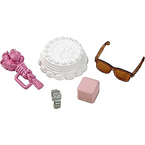 Barbie Ken Doll, Blonde Fairytale Groom with Satiny Blue Suit and 5 Accessories Including Bouquet and Wedding Cake