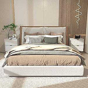 Anbuy White Nightstand Set of 2, End Side Table Double, Bedside Table with 2 Drawers, Dual Night Stand Metal Legs for Bedroom Living Room