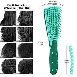 BESTOOL Detangling Brush for Black Natural Hair, Detangler Brush for Curly Hair Afro 3/4abc Texture, Faster n Easier Detangle Wet or Dry Hair with No Pain (Green)