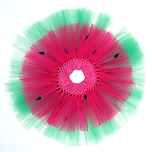 Gouldianfinch Infant Baby Girls 1st Birthday Outfits Watermelon Printed Romper + Tutu Skirt Toddler Princess Dress(Rose Red,12-18Months)