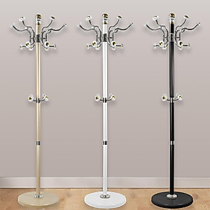 Julenshion Metal Coat Rack Stand,Coat Rack Freestanding Tree with 360° Rotary Hanger 16 pcs Hooks for Jackets Hats Bags Purses Entryway Hall Bedroom(Champagne)