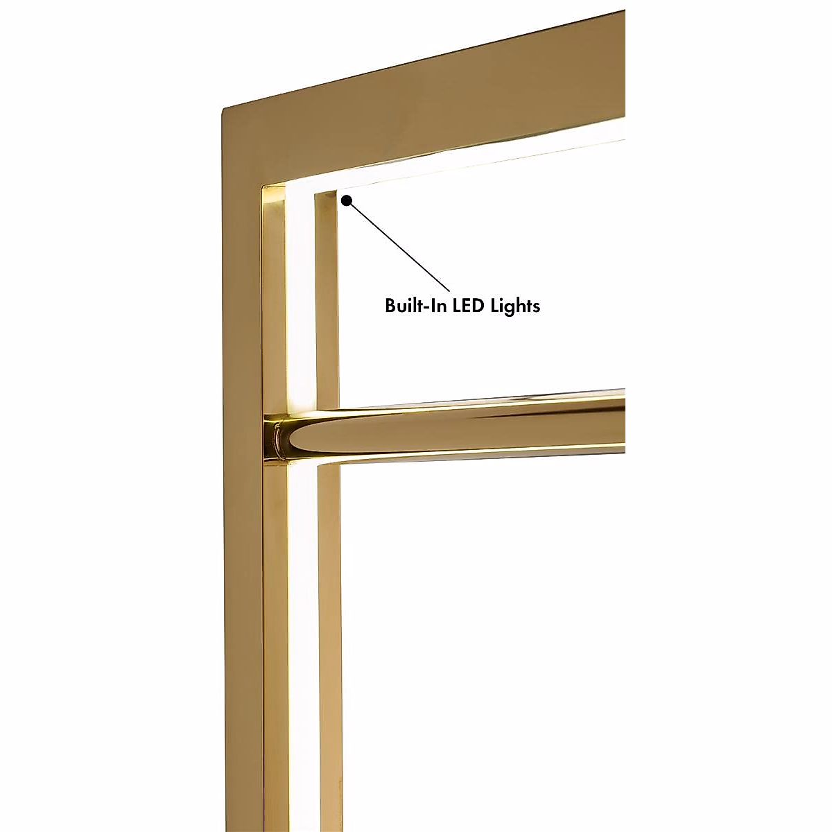 Displays2go Freestanding Garment Display Rack, Recessed LED Lighting, for Retail Boutique - Gold (SMOFCGRLED)