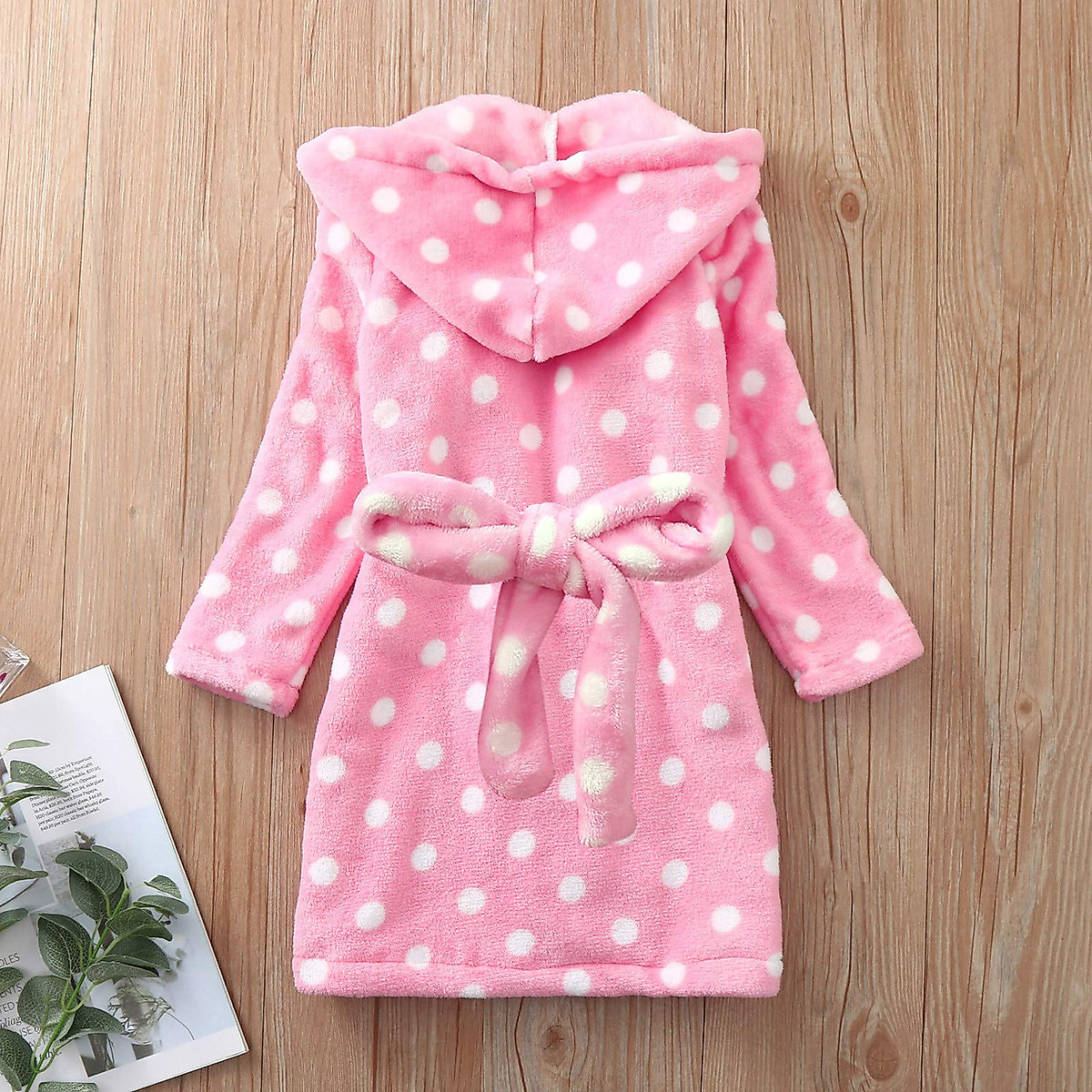 Toddler Baby Boys Girls Hooded Thick Warm Flannel Bathrobe Night-robe Pajamas Newborn Baby Girl (Pink, 4-5 Years)