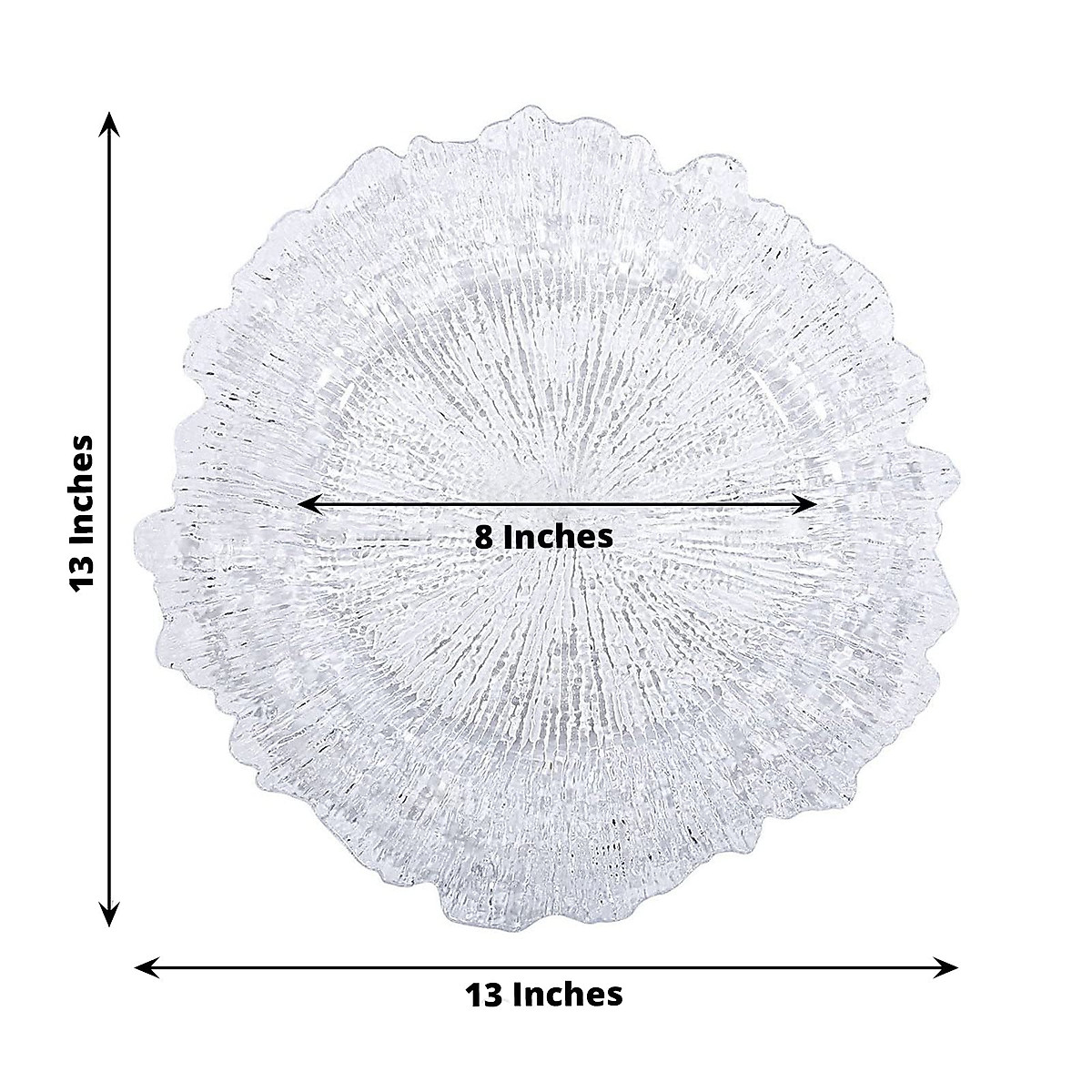 Tableclothsfactory 6 Pack 13" Round Clear Acrylic Reef Charger Plates Ruffled Rim Dinner Charger Plates For Weddings Events