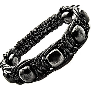 Wallystone Gems Shungite Bracelets - Arachne Black - for Mens - Woman - Brided Dense Beaded - Adjust Wirst Size - Each one has a Certificate of Authenticity