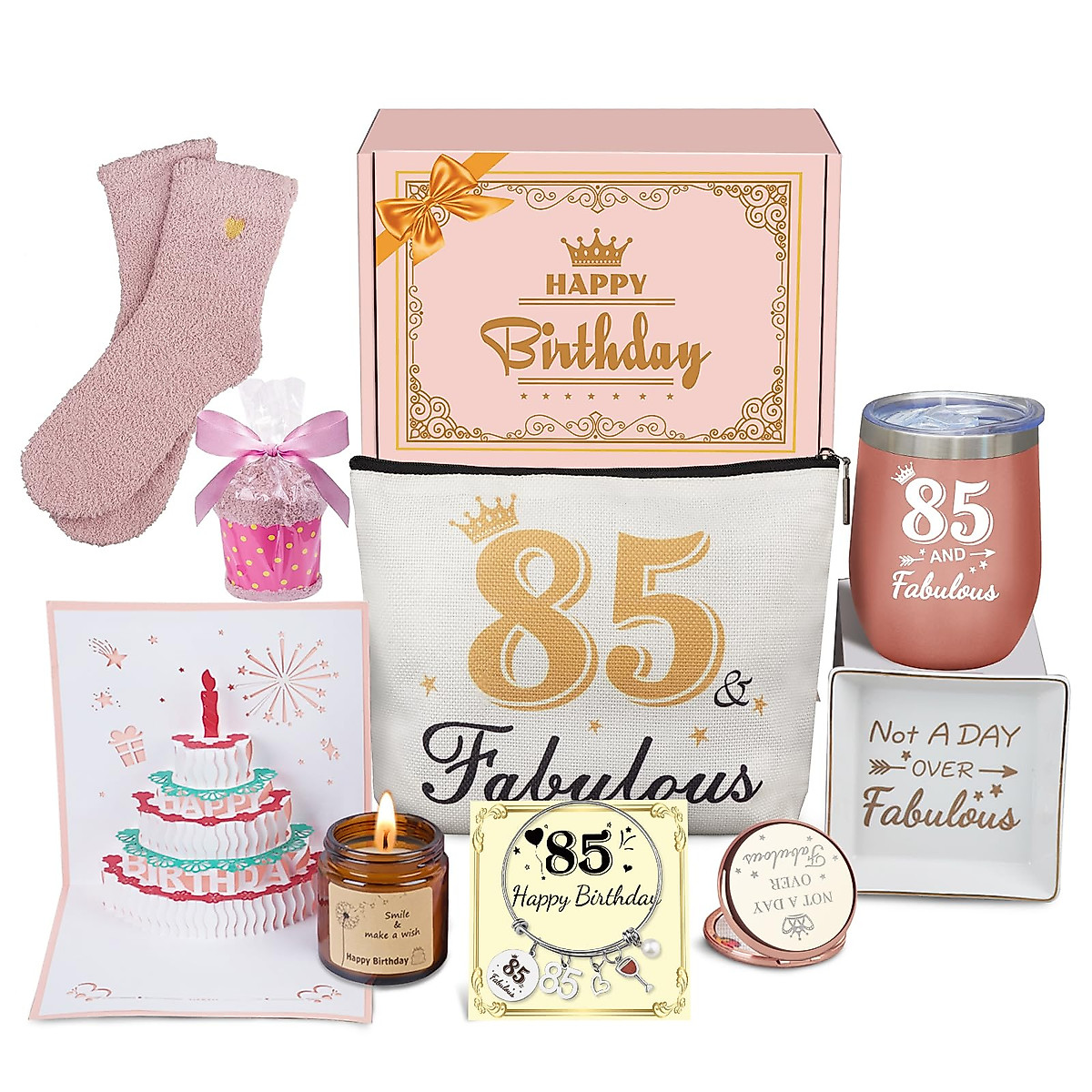 85th Birthday Gifts For Women, Insulated Tumbler Birthday Gifts Basket For 85 Year Old Woman, Unique Birthday Gift Box Ideas For Her Mom Grandma Sister Wife Best Friend Turning 85