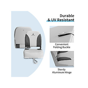 AOTTLATD Deluxe Folding Fishing Boat Seat Waterproof Classical Boat Seat, Gray and Black