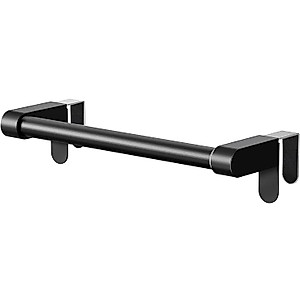 VEHHE Kitchen Towel Holder, Retractable Kitchen Towel Rack, Hooks Adjustable to Door Thickness, Dish Towel Holder with EVA Pad, Over The Door Towel Rack, L10.4~16.9 X W0~1.2 X H2.4 inches (Black)