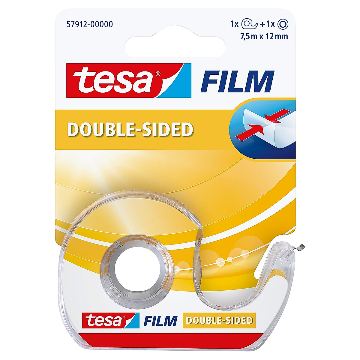 tesafilm Double-Sided Adhesive Tape - Easy hanging of Paper, Photos and Decorations, 1 Roll, 24.6 ft x 0.5 in, Transparent