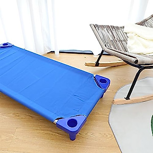 Kigley 8 Pieces Stackable Sleeping Daycare Cots for Kids 51" L x 23" Portable Toddler Nap Cot for Sleeping Preschool Classroom Daycare Bed Furniture, Ready to Assemble, 2 Colors