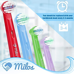 Milos Kids Toothbrush Replacement Heads for Oral-B, Pack of 4, Extra-Soft Bristles,Fits for Electric Braun Brush Heads, Refill for Vitality Precision Sensitive White and Clean Triumph