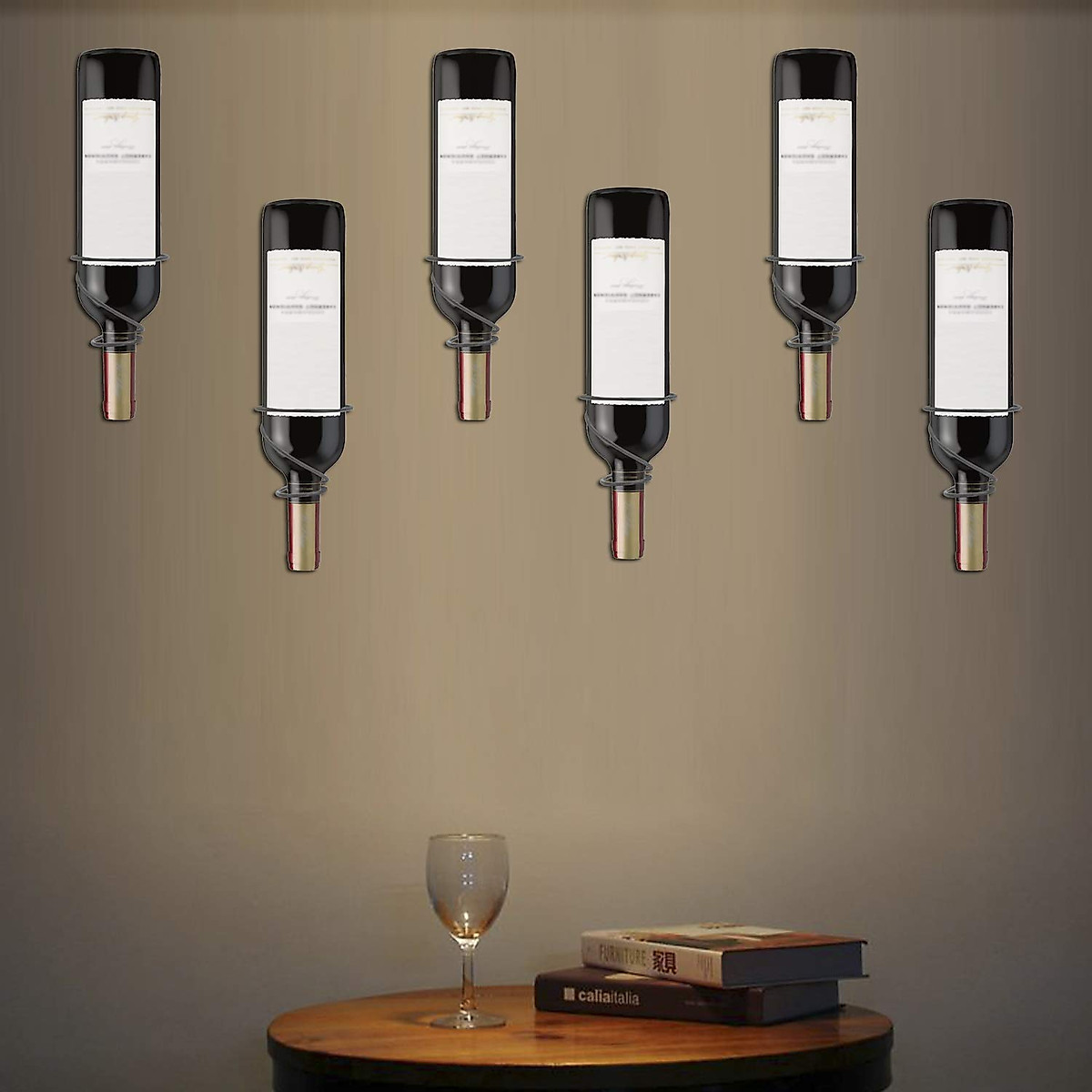 HighFree 10 Pack Wall Mounted Wine Racks, Wine Bottle Display Iron Holder Rack, Hanging Wine Organizer Rack for Beverages/Liquor Bottles Storage (Vertical)