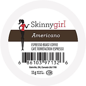 Skinnygirl Coffee Pods, Americano, Espresso Roast Coffee in Single Serve Pods for Keurig K Cups Brewers, 24 Count Per Box, 2 Boxes