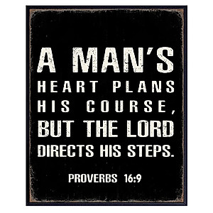 Christian Gifts for Men Decor - Religious Wall Art - Bible Verses Holy Scripture Psalms - Catholic Gifts for Pastor, Ordained Minister - God Wall Decor - Inspirational Spiritual Church Decorations