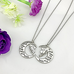 YOUFENG Gifts for Mom I Love You to the Moon and Back Mother Daughter Necklaces Pendant 2pc set Mothers Day Gifts (Mom daughter necklace set)