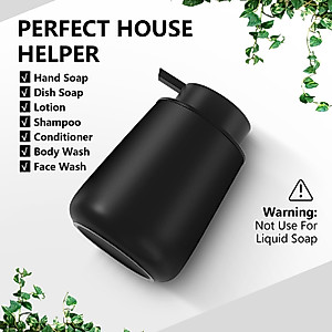 Mierting Foaming Soap Dispenser, 2 Pack Black Foam Hand Soap Dispenser for Bathroom & Kitchen, 12 Oz Modern Ceramic Hand and Dish Foaming Pump Bottle, Refillable Lotion Liquid Foam Pump Dispensers