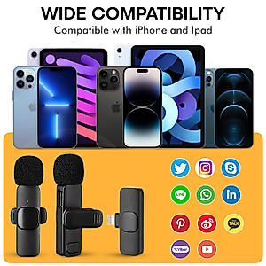 Internet Revolution Wireless Microphone for iPhone | Studio-Quality Mic for Vlogging, Podcasting, and More | Bluetooth Lavalier Mic 2 Pack | Mini Mics for YouTube Sensation | Wireless iPhone Mic