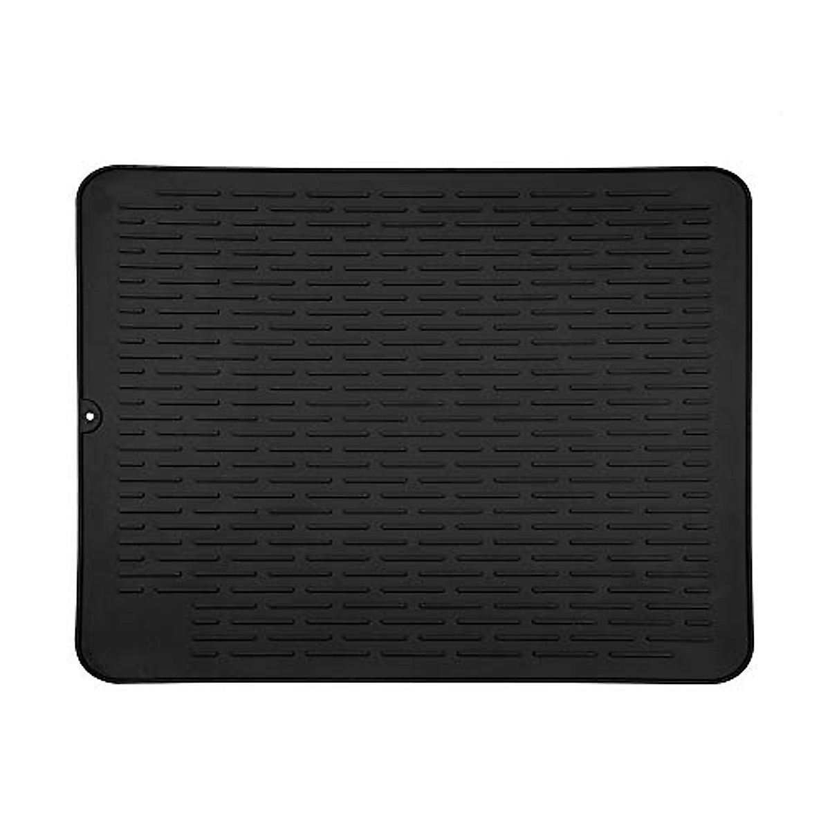 Piduules Eco-friendly Silicone Dish Drying Mat Large Reusable Non-slipping and Heat Resistant Dish Quick Drying Pad, Dishwasher Safe, Black XL 18”x15.8”