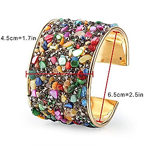 Rhinestone Collar Gold Alloy Metal Necklace For Women Stone Bangle Earring Jewelry Accessories 3pcs Sets (3pcs colorful sets)