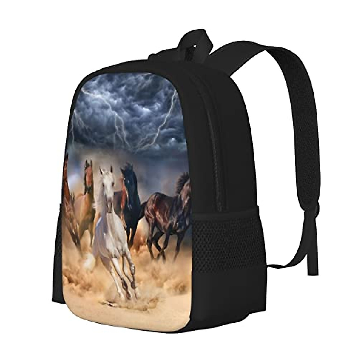 ALIFAFA Cool Horse School Backpack Running Horse In Lightning Bookbag for Boys Girls Elementary Middle High College School Casual Travel Bag Computer Laptop Daypack Rucksack, 17 Inch