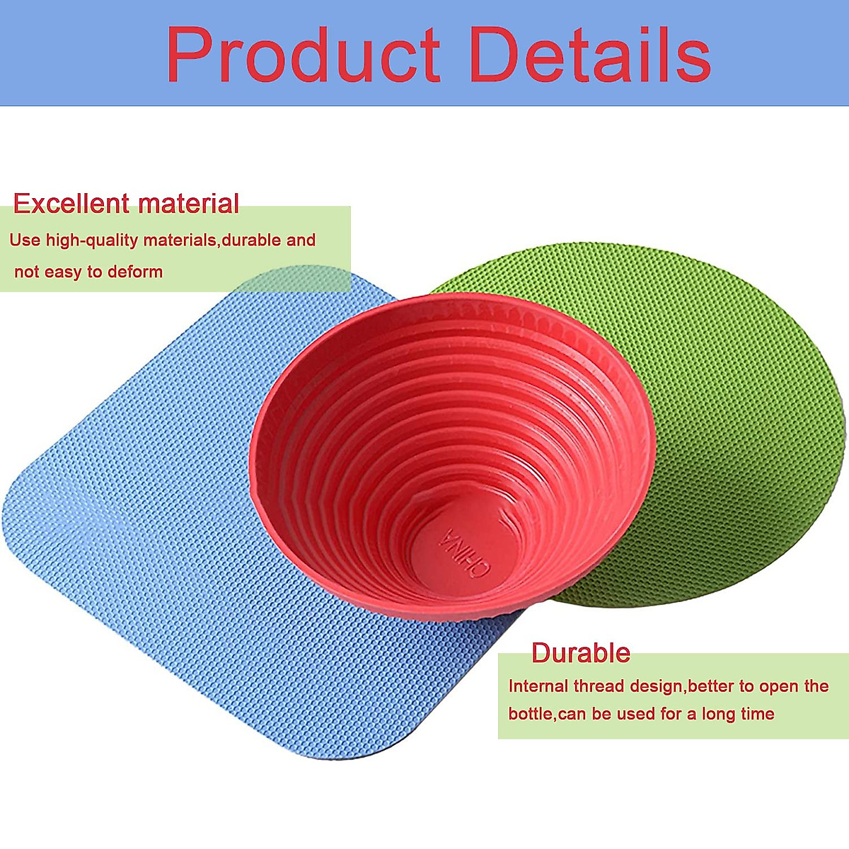 3 pcs Jar Opener Gripper Pads, Rubber Jar Grippers Multi-function Jar Opener for Seniors with Arthritis Weak Hands Kitchen Coasters