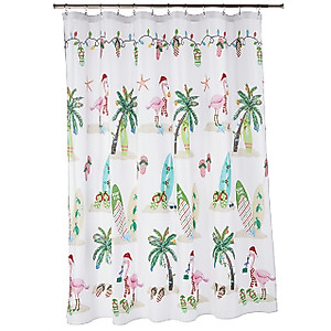 Avanti Linens - Fabric Shower Curtain, Holiday Bathroom Decor (Flamingo Jingle Collection, 72")