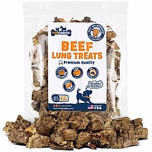 PUPDAWGS Beef Lung Dog Training Treats | Dog Dental Chews | Healthy Dog Treats Training | Low Calorie Dog Treats | Dehydrated Dog Treats Natural | Beef Lung Training Treats for Dogs (8oz Package)
