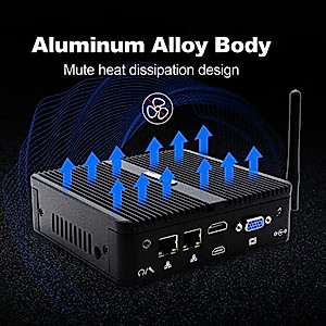 HISTTON Fanless Mini PC,Industrial PC Celeron J4125,DDR4 8GB RAM 128GB SSD,Micro PC,Dual LAN,WiFi,BT4.0,Industrial Mini PC with 2 RS232 COM,HDMI/VGA Port,2xUSB3.0,Mini Desktop Computer Windows 10 Pro