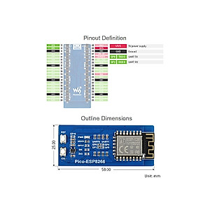 for Raspberry Pi Pico ESP8266 WiFi Module WiFi Expansion Board Based on ESP8266,Supports TCP/UDP Protocol, IEEE 802.11b/g/n WiFi Standard,115200 BPS UART Baudrate