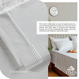100% Cotton Percale Sheets Full Size, White, Deep Pocket, 4 Pieces Sheet Set - 1 Flat, 1 Deep Pocket Fitted Sheet and 2 Pillowcases, Crisp Cool and Strong Bed Linen