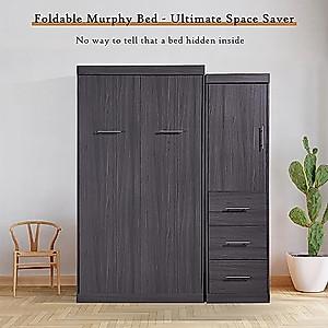 Tatub Murphy Bed Twin Size, Murphy Bed Cabinet Bed, Wall Bed with Wardrobe and Drawers, Murphy Cube, Hide a Bed on a Cabinet, Space Saving, No Box Spring Required