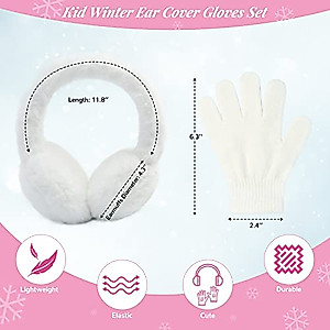 POXIMI Baby Warm Earmuffs Kid Magic Gloves Girl Soft Plush Ear Muffs Toddler Knit Mittens for Boy Winter Ear Warmer Set (R-Black Set)