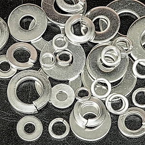 NEIKO 50400A Stainless Steel Lock and Flat Washer Assortment | 350 Piece Set | 12 Different Sizes in Spring Lock and Flat Design | Prevent Loose Fasteners
